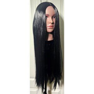 Hair | Long Black Straight Wig Halloween Costume Witch Morticia Addams ...